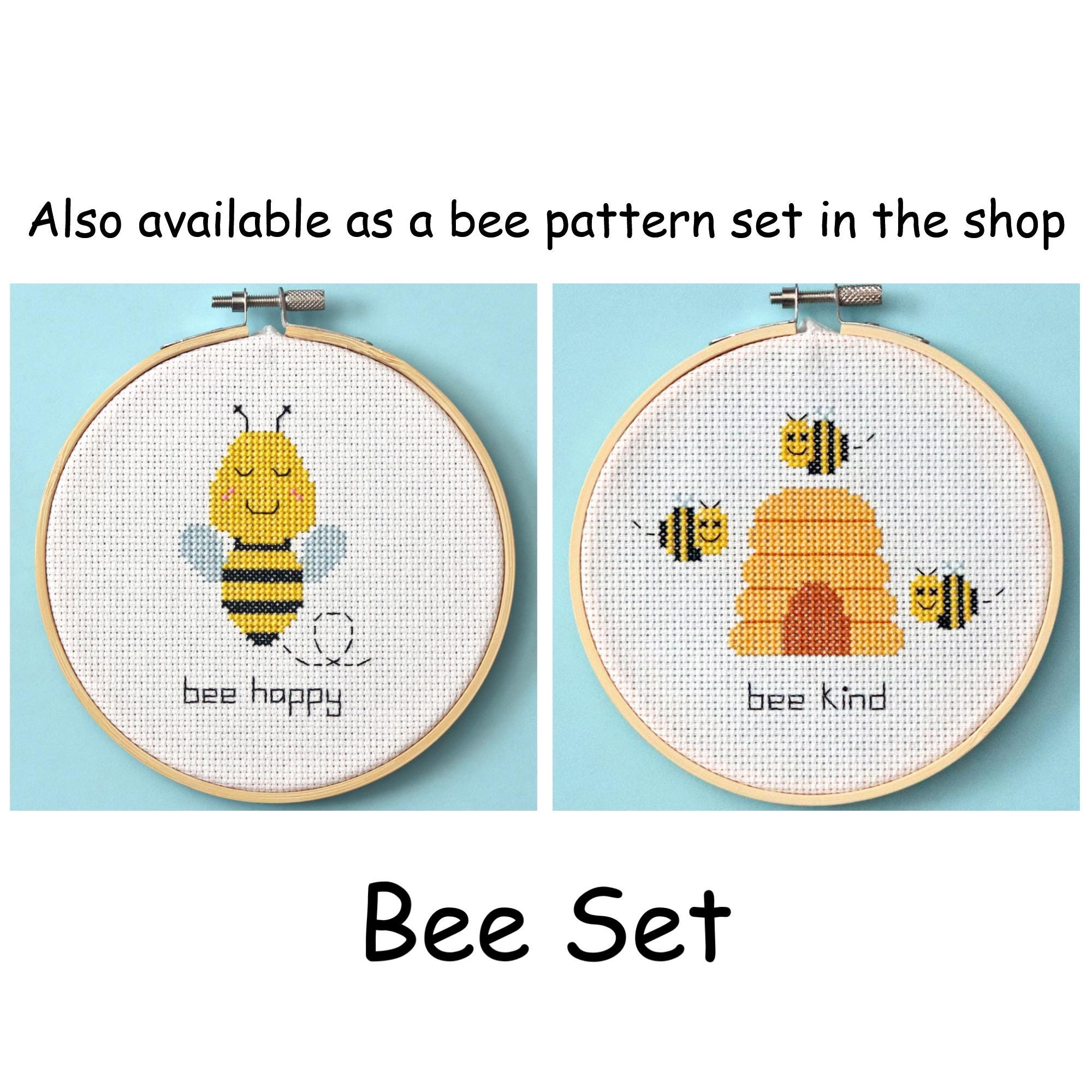 Bee Cross Stitch Pattern - Bee Happy - Instant Download PDF - Etsy
