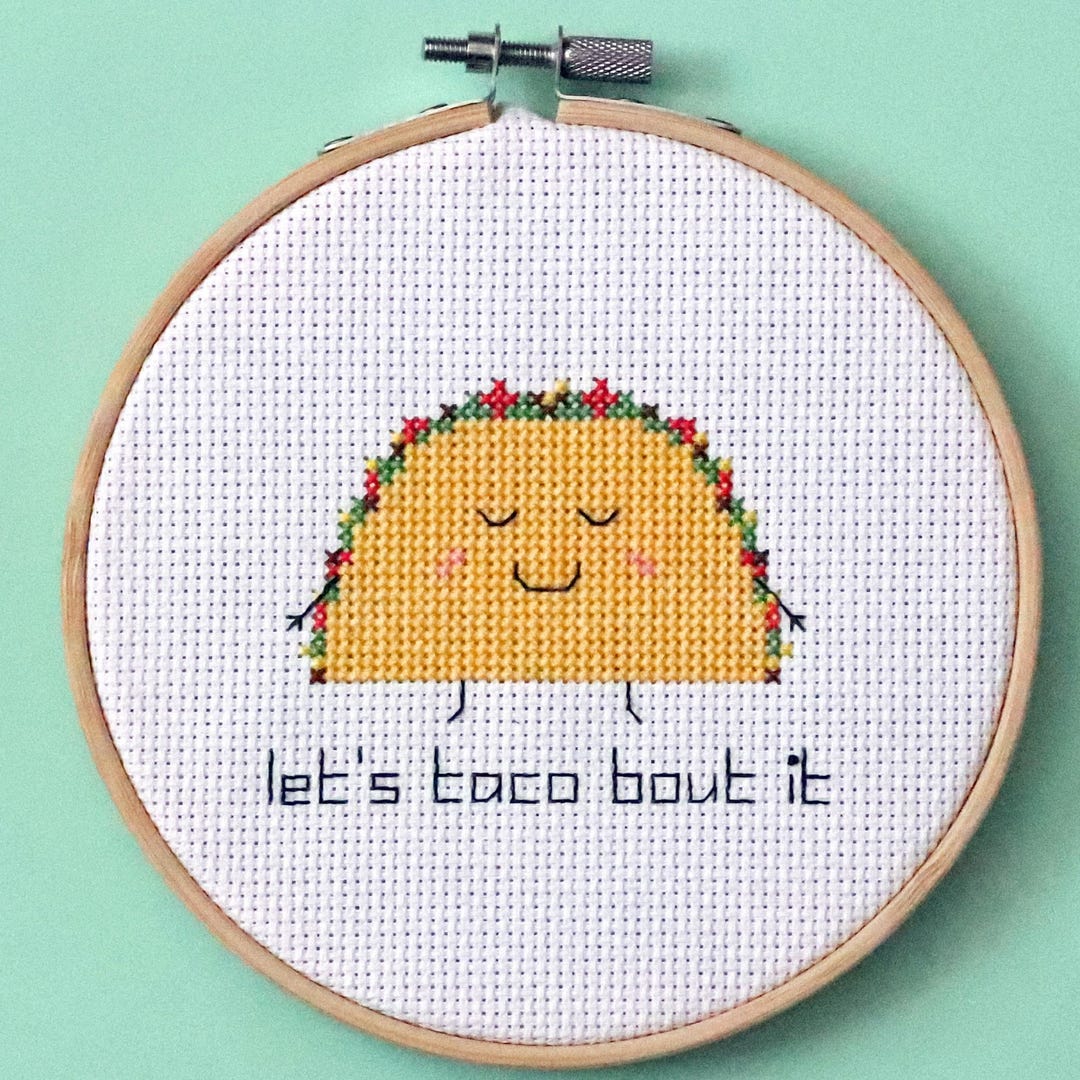 Taco Cross Stitch Pattern - Let's Taco Bout It - Instant Download PDF ...