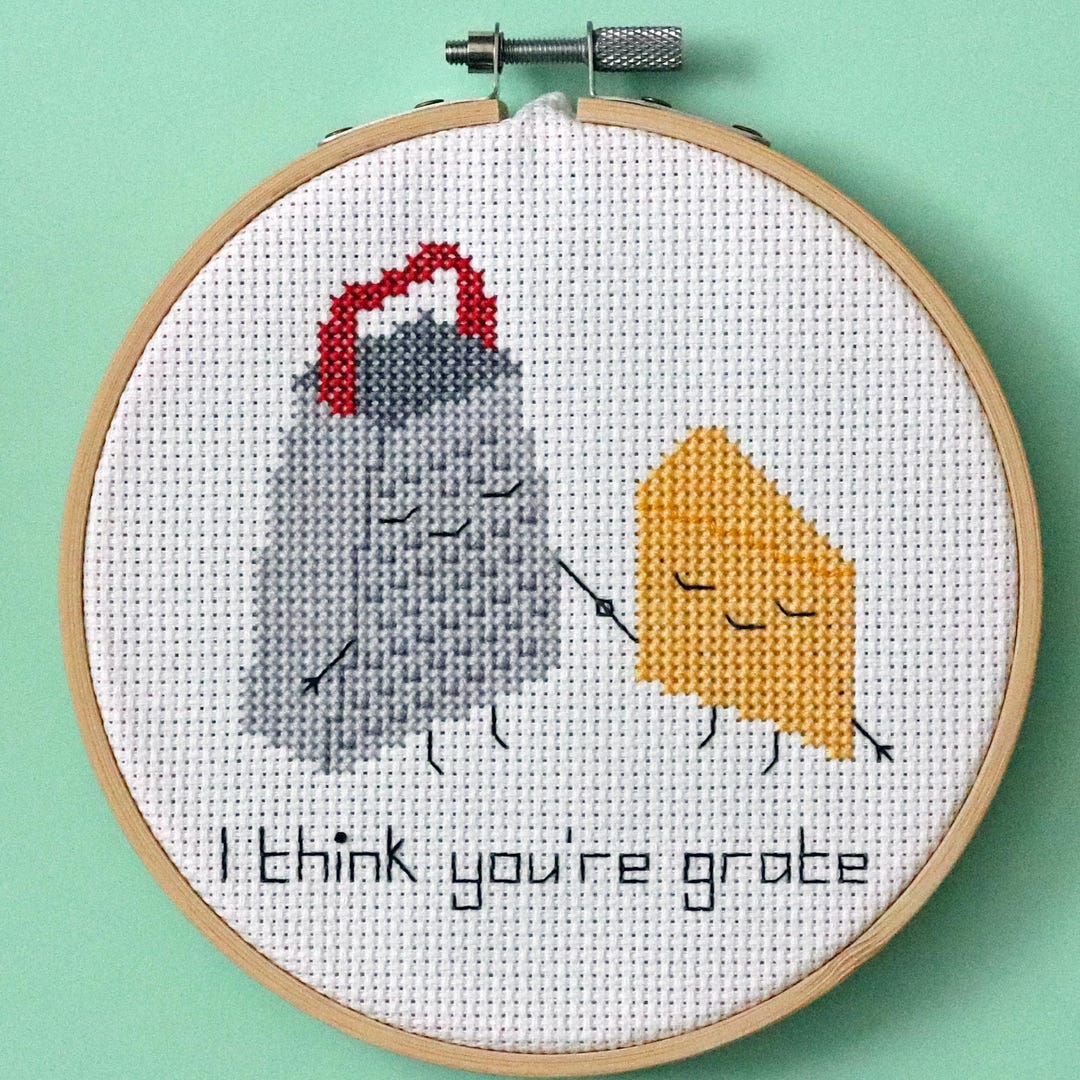 Cheese & Grater Cross Stitch Pattern - I Think You're Grate - Instant ...