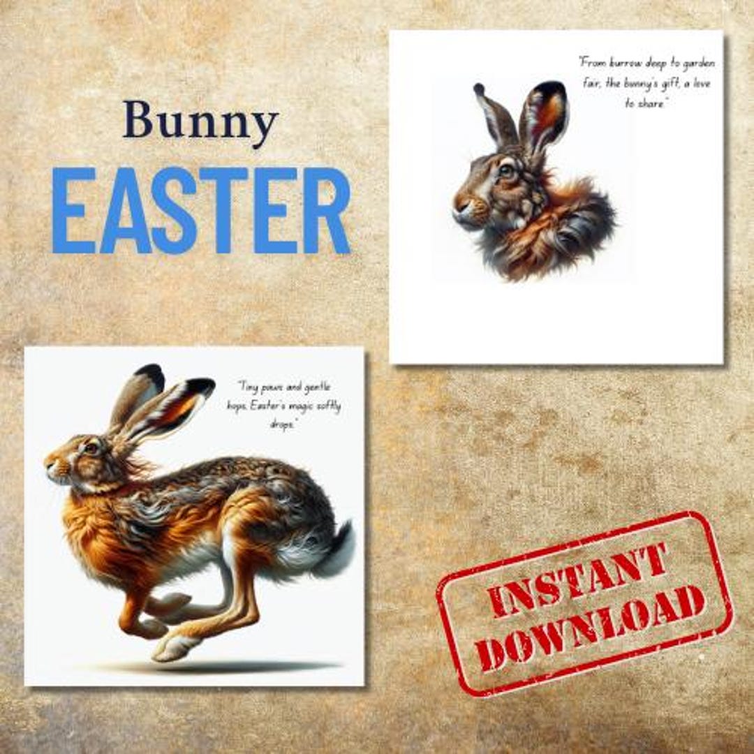 Bunny Easter - Printable Easter Wall Art - Dark Easter Bunny Prints Art - Digital Farmhouse Art ...