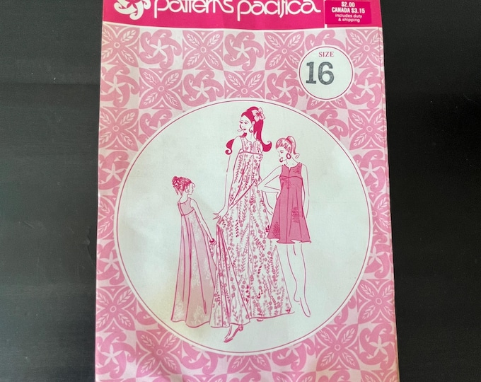 Vintage Hawaiian Muumuu Dress Pattern Size 16 Bust 38 Sleeveless // Patterns Pacifica // UNCUT ...
