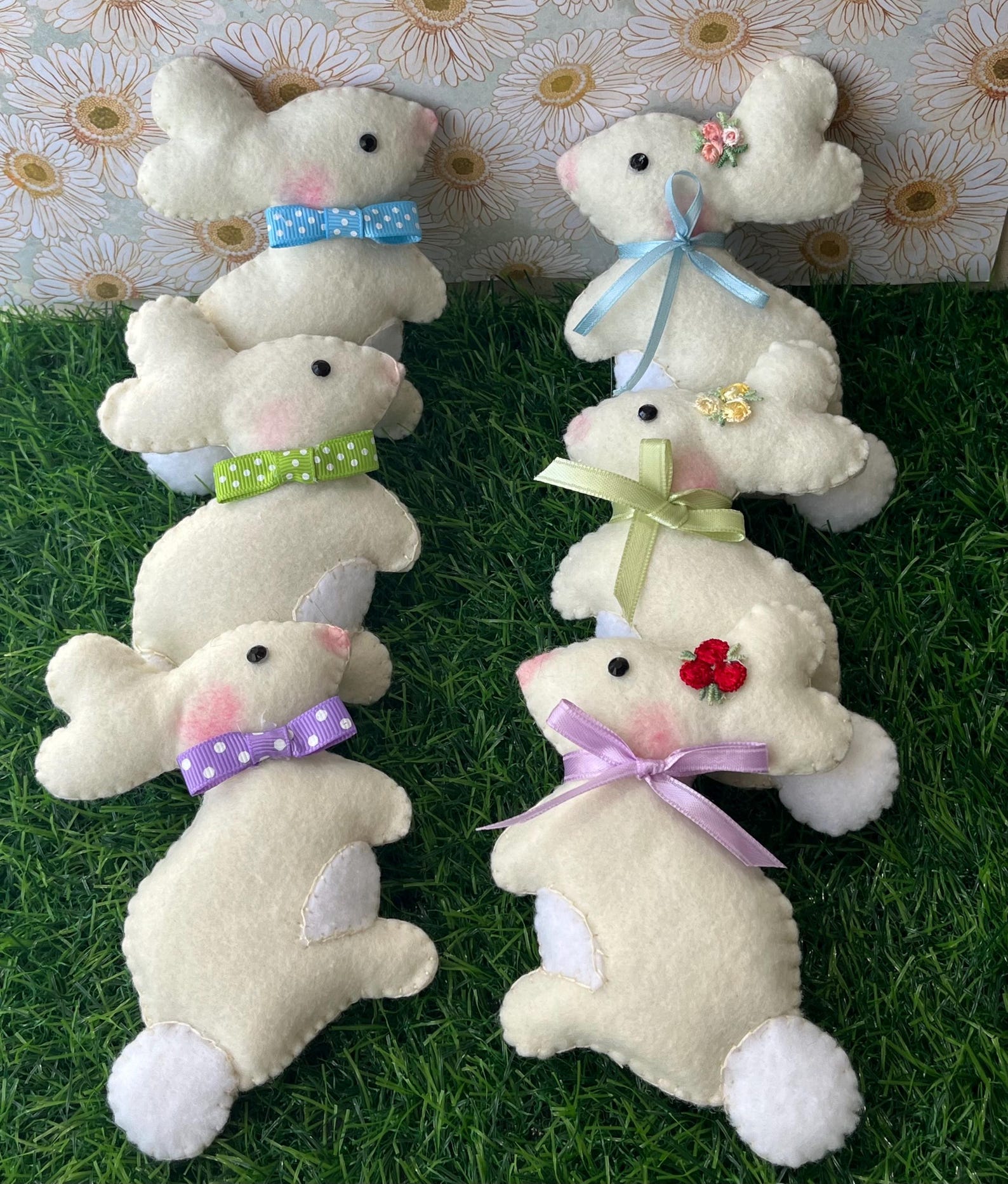 Hand-stitched Felt Bunny Bowl Fillers | Easter Tiered Tray Decor, Set ...