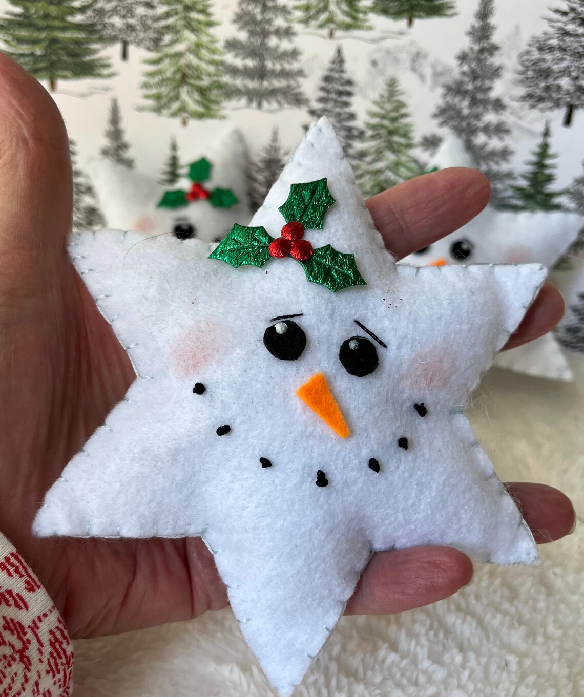 Felt Snowman Star | Holiday Bowl Filler | Handmade Christmas Decor ...