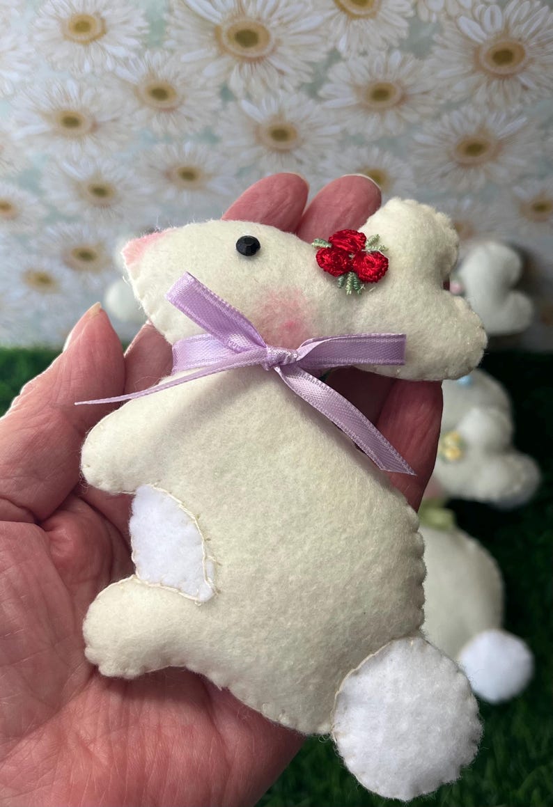 Hand-stitched Felt Bunny Bowl Fillers | Easter Tiered Tray Decor, Set ...