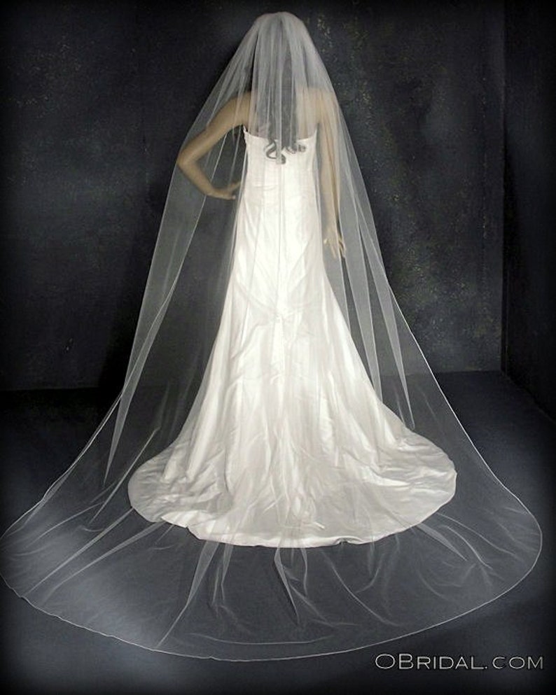 Extra Long Cathedral Wedding Veil, Custom Length, Extra Long Bridal ...