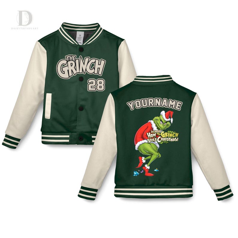 Custom Grinch Varsity Jacket, Personalized Christmas Gift - Etsy