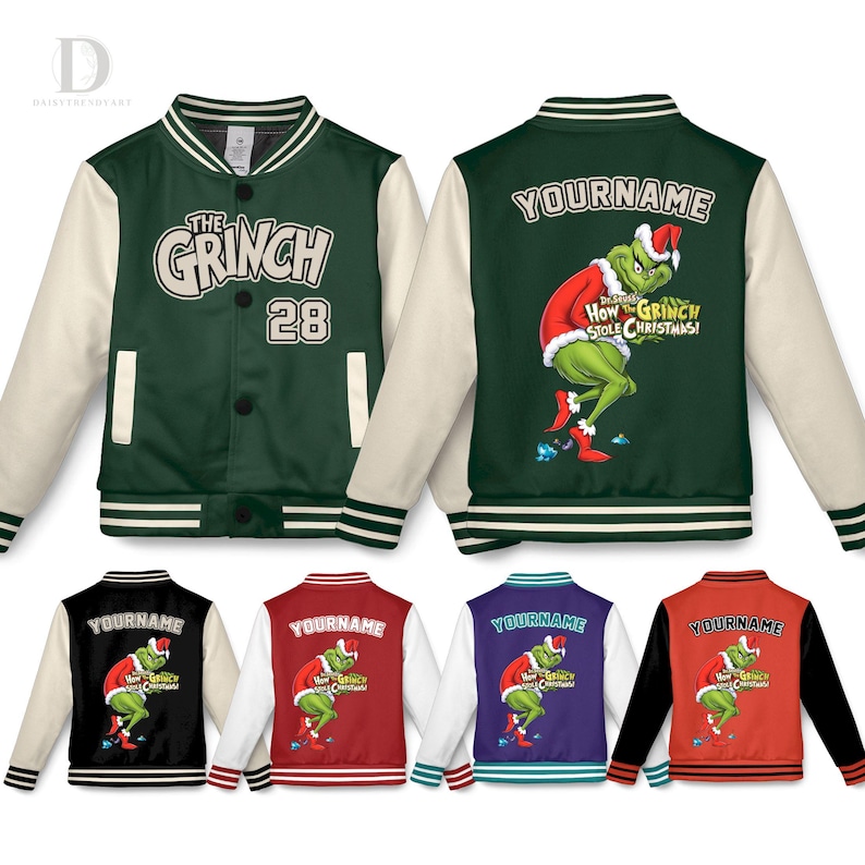 Custom Grinch Varsity Jacket, Personalized Christmas Gift - Etsy