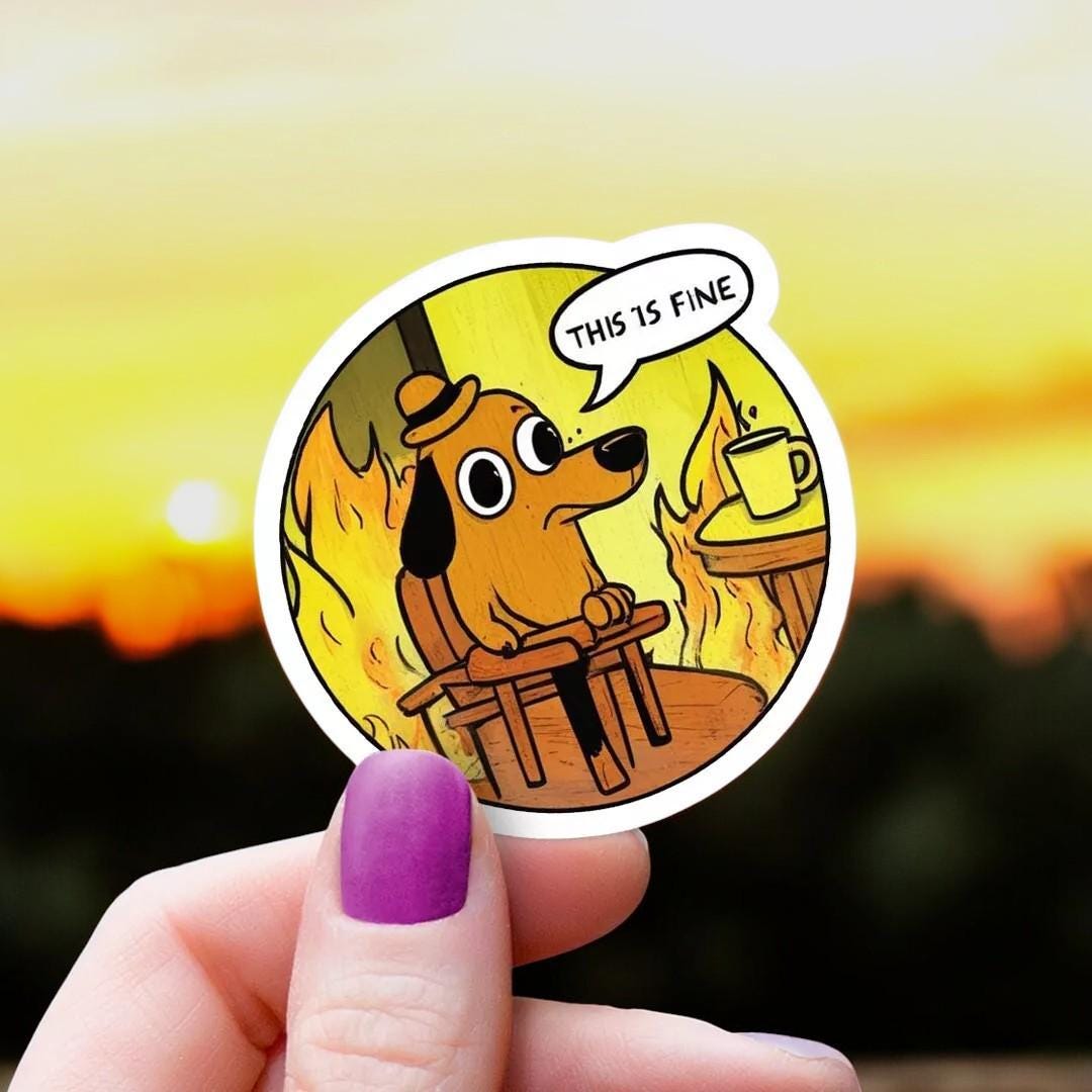 This is Fine Dog Fire Meme Sticker | Laptop Decal | Water Bottle ...