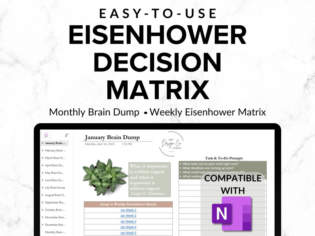 Eisenhower Decision Matrix Onenote Template, Onenote Project Management ...