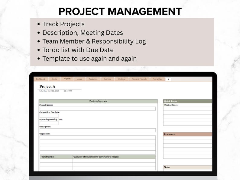 Onenote Template, Onenote Project Management, Task Tracker, Onenote ...