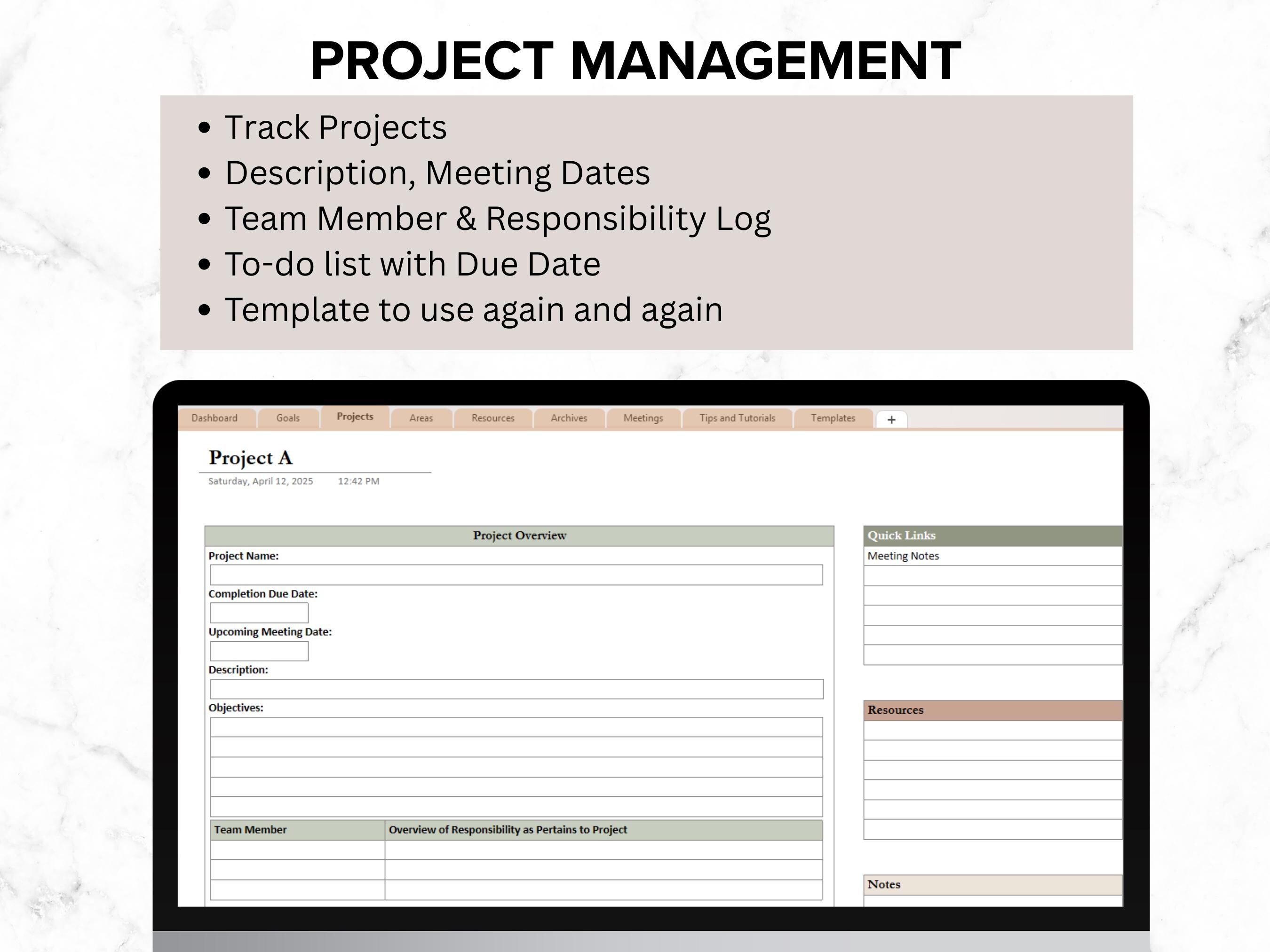 Onenote Template, Onenote Project Management, Task Tracker, Onenote ...