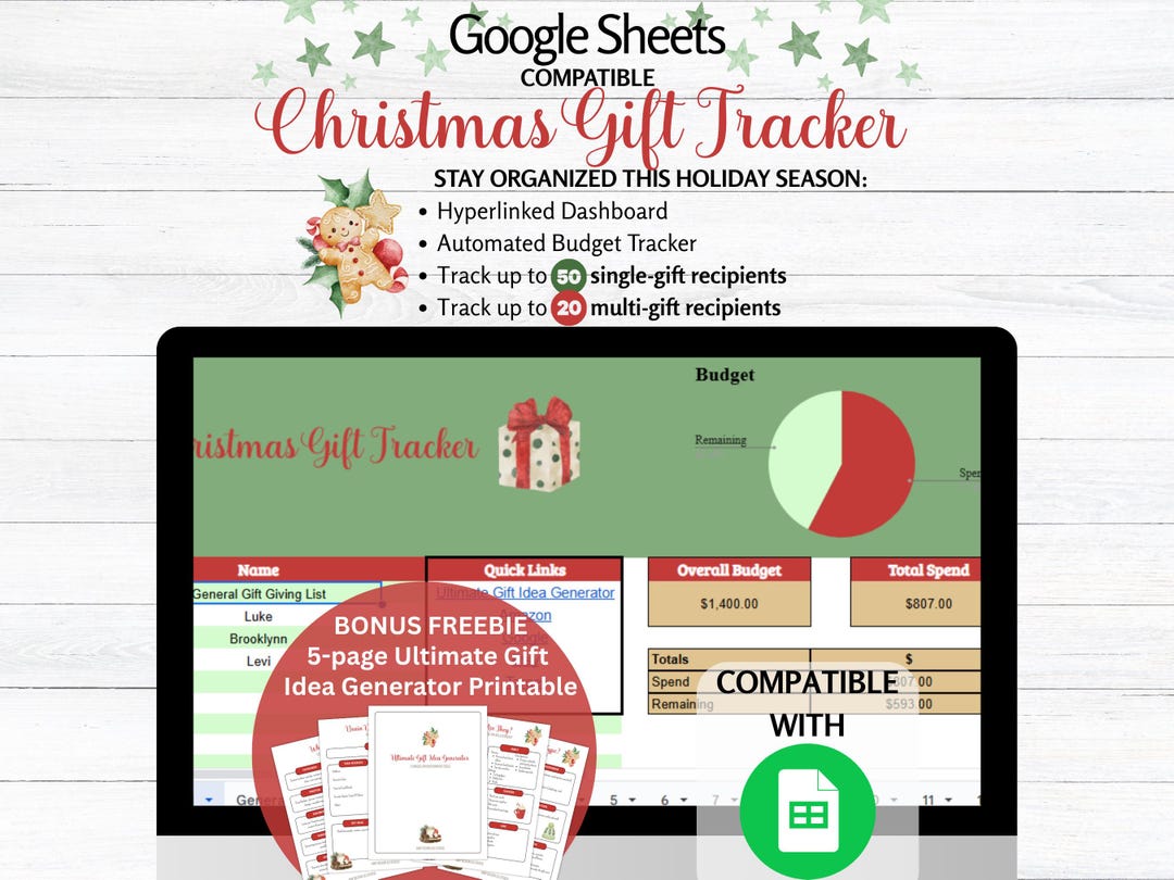Christmas Gift Tracker Budget Spreadsheet, Expense Tracker, Google ...