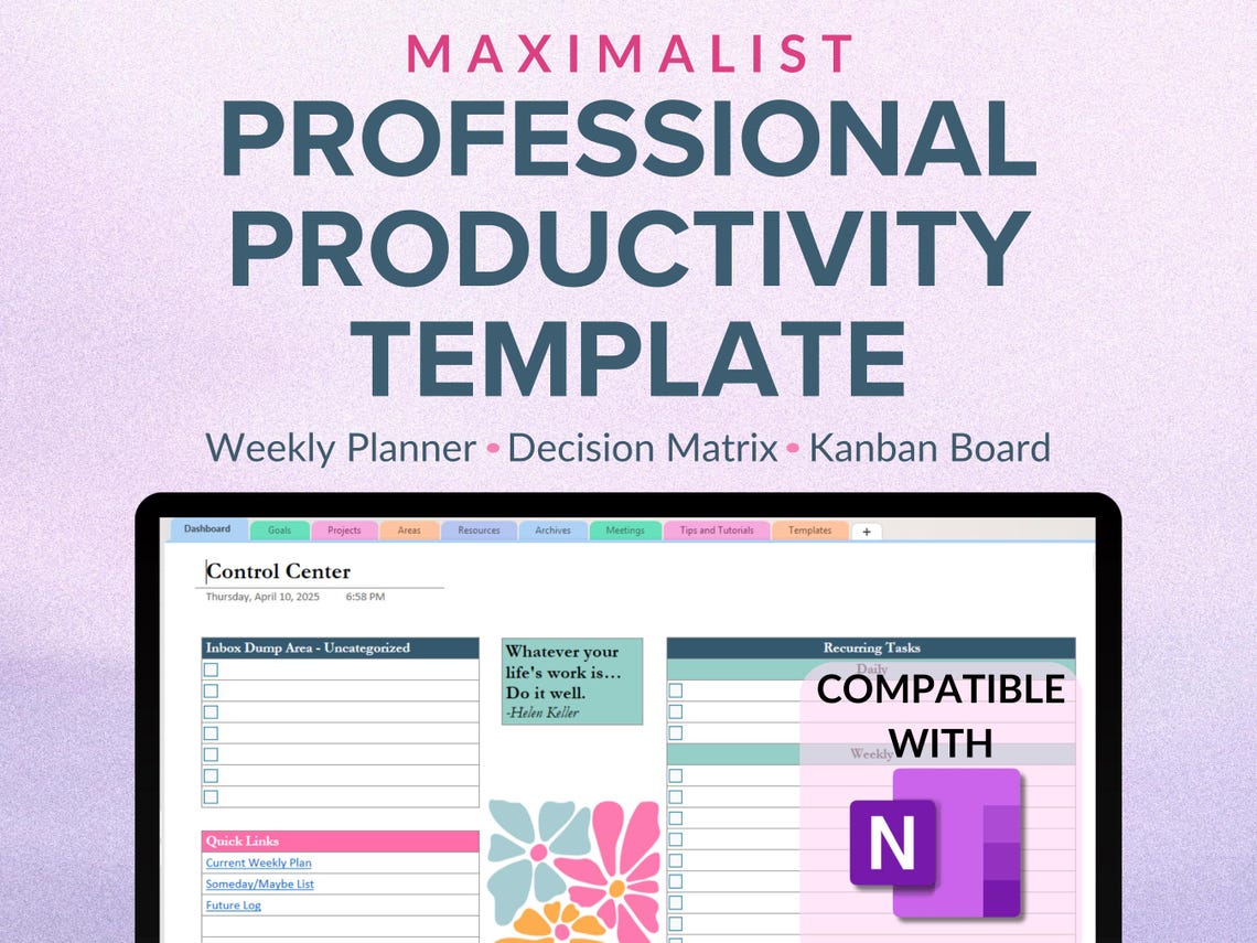 Onenote Template, Onenote Project Management, Task Tracker, Onenote ...
