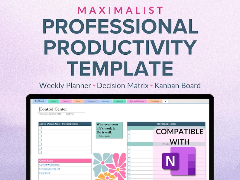 Onenote Template, Onenote Project Management, Task Tracker, Onenote ...