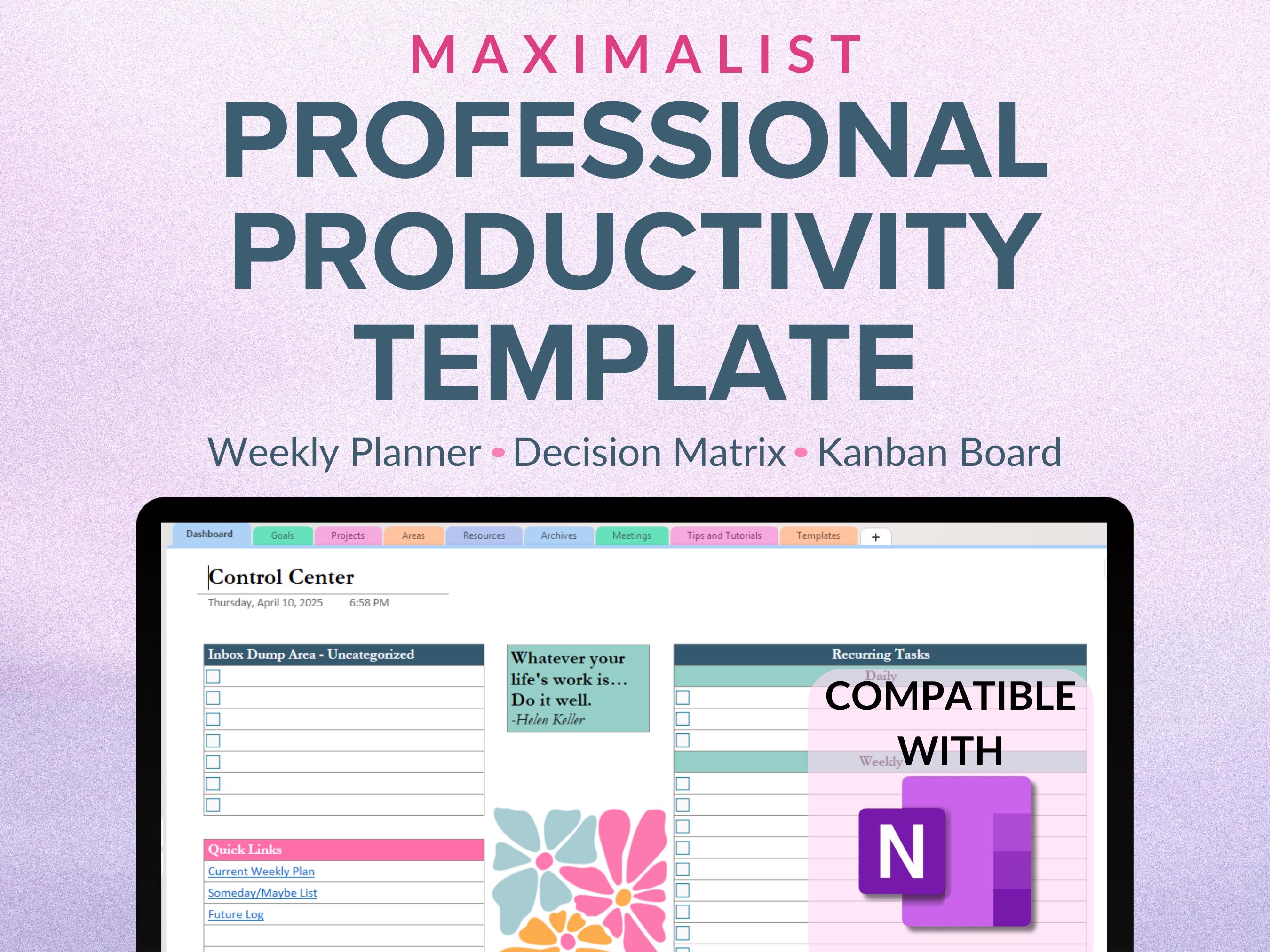 Onenote Template, Onenote Project Management, Task Tracker, Onenote ...