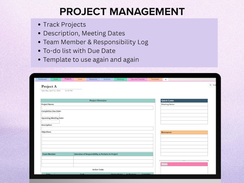 Onenote Template, Onenote Project Management, Task Tracker, Onenote ...
