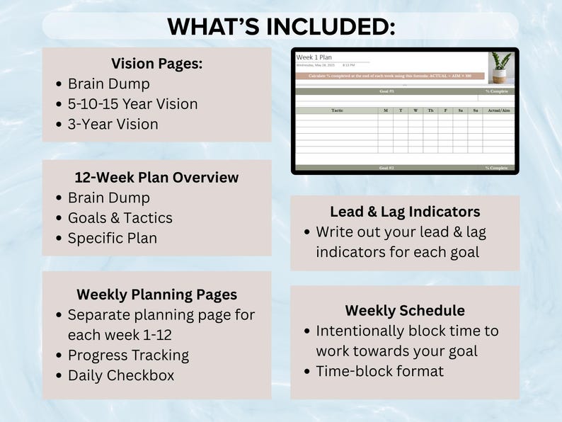 12 Week Goal Planner Onenote Template, Onenote Project Management, Task ...