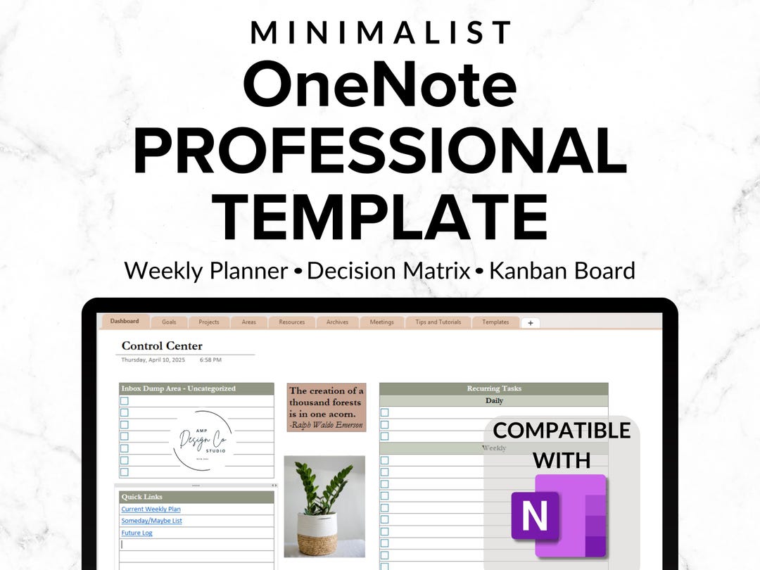 Onenote Template, Onenote Project Management, Task Tracker, Onenote ...