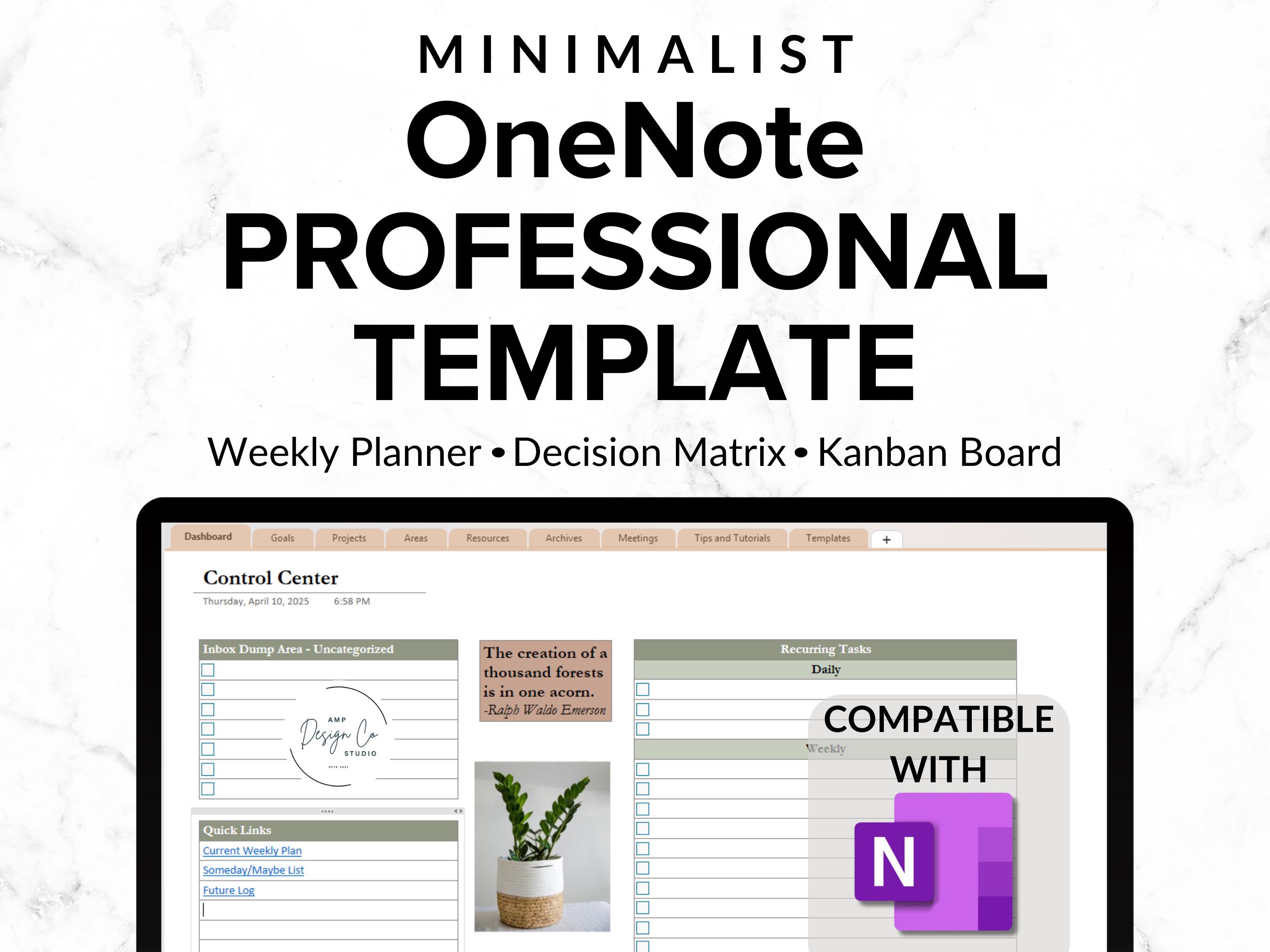 Onenote Template, Onenote Project Management, Task Tracker, Onenote ...