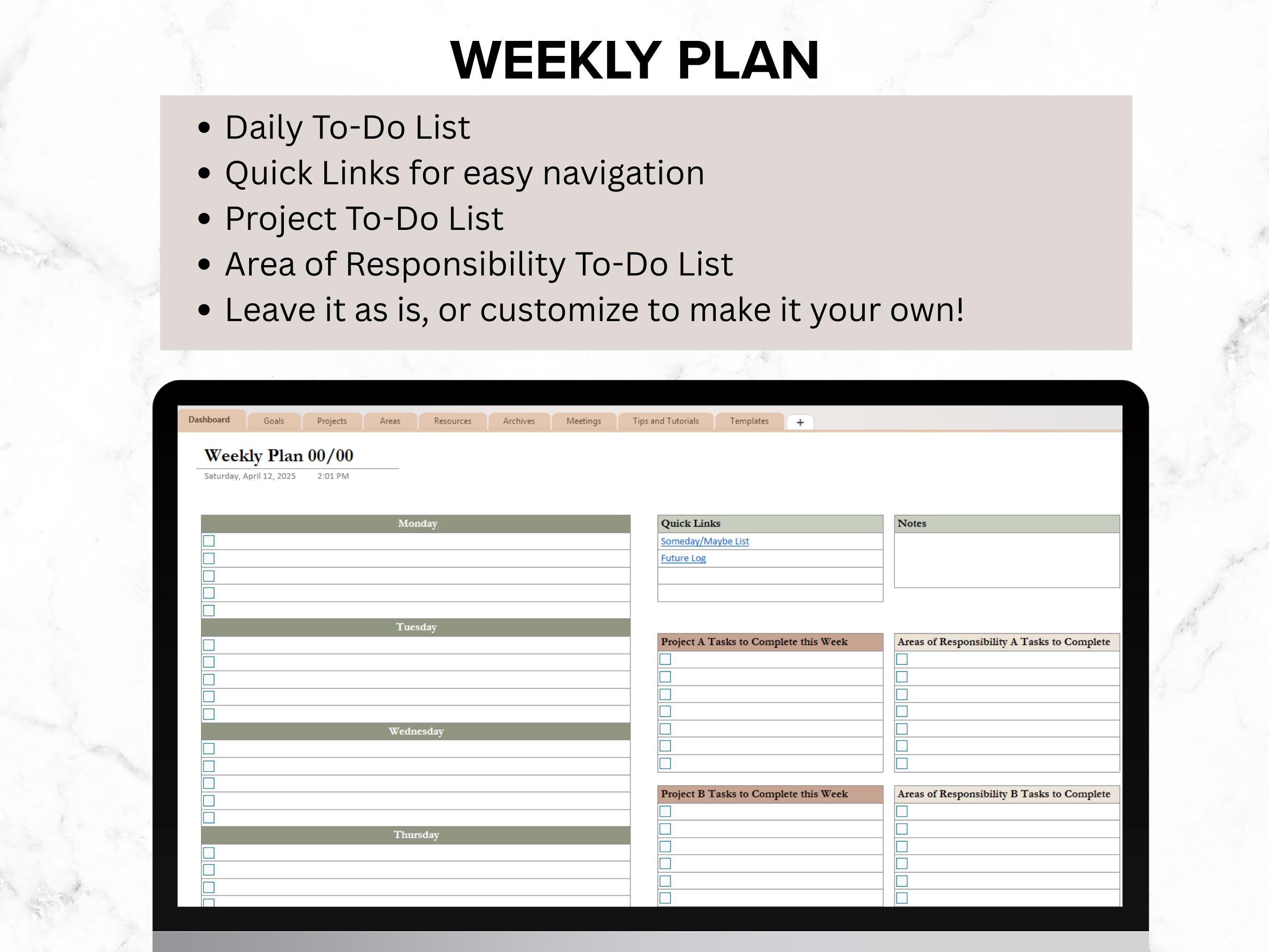 Onenote Template, Onenote Project Management, Task Tracker, Onenote ...