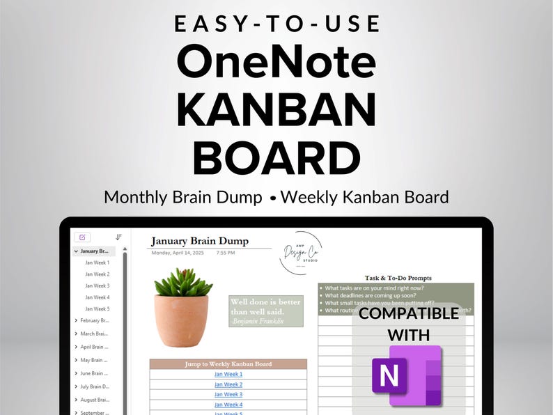 Kanban Board Onenote Template, Onenote Project Management, Task Tracker ...