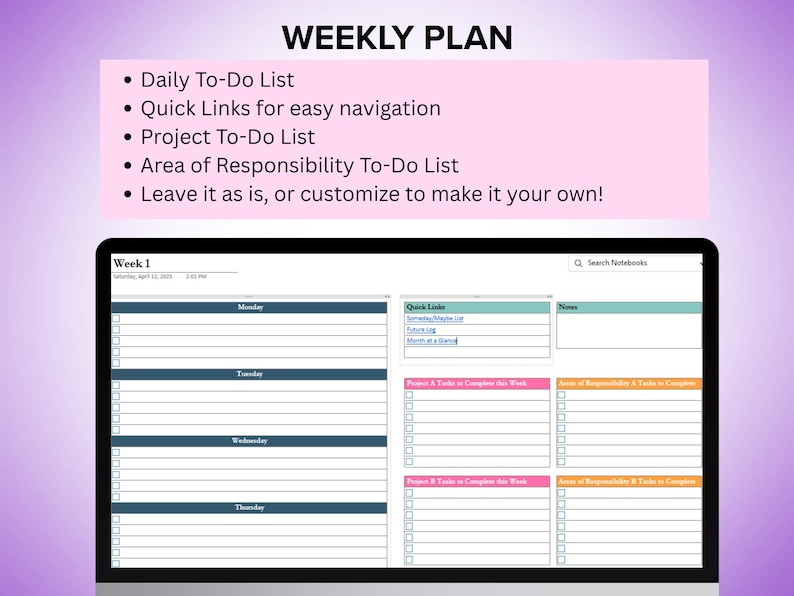NOV-OCT Onenote Planner, Onenote Template for Work, Onenote Project ...