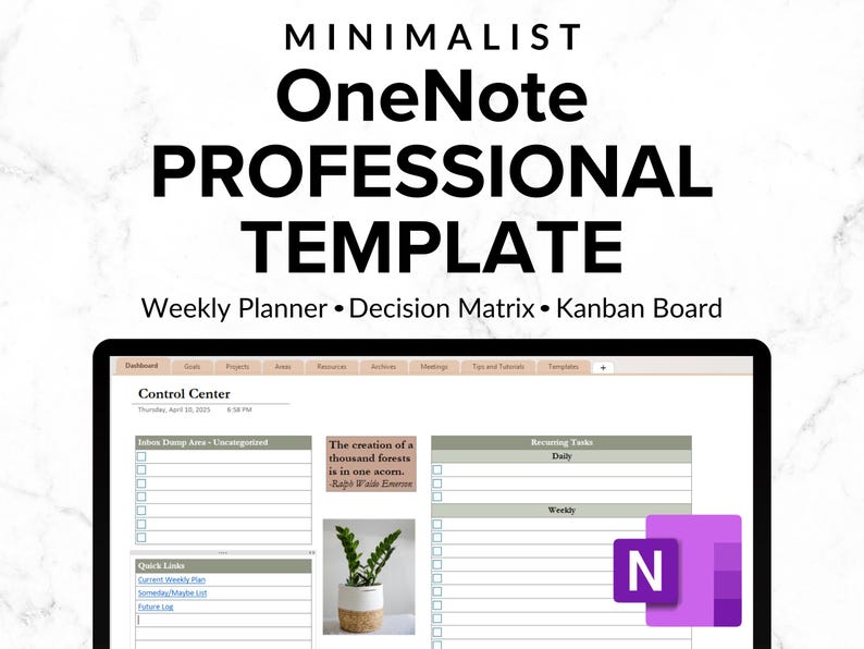 Onenote Template, Onenote Project Management, Task Tracker, Onenote ...