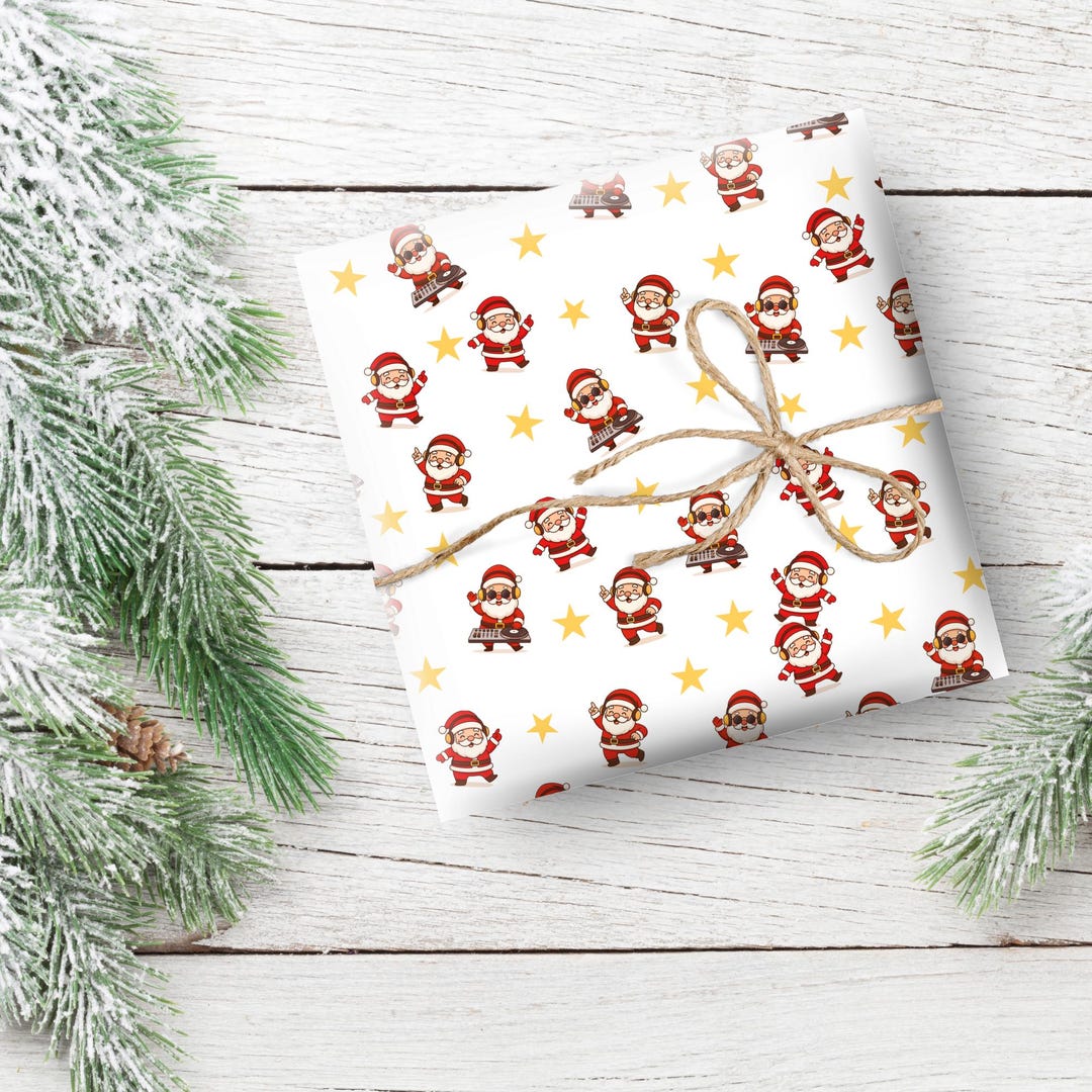 Dancing Santa Wrapping Paper | Christmas Gift Wrap Roll | Holiday Gift ...