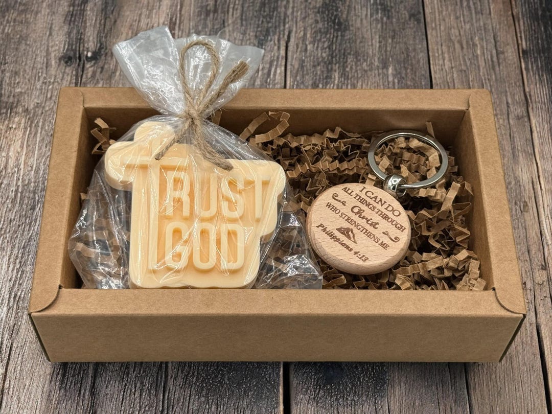 Christian Gift Set – Handmade Cross Soap & Engraved Keychain, Religious ...