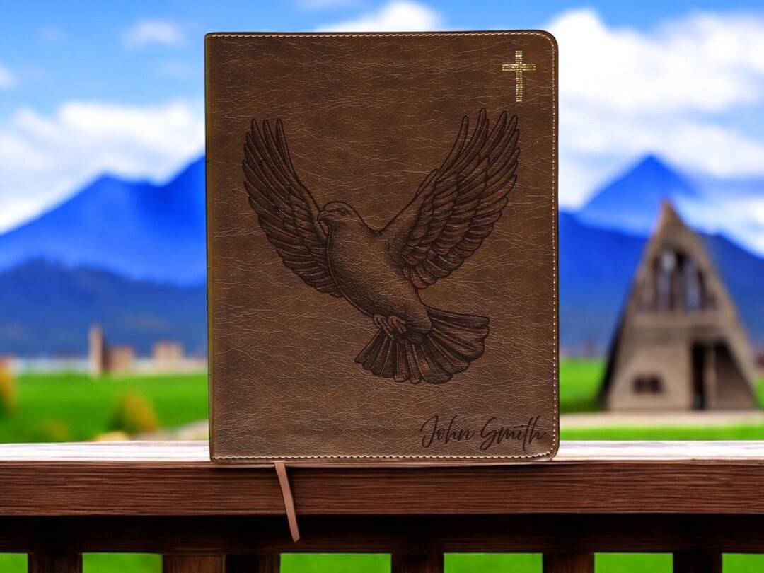 Personalized Journal Bible With Dove Engraving – Holy Spirit Symbol ...