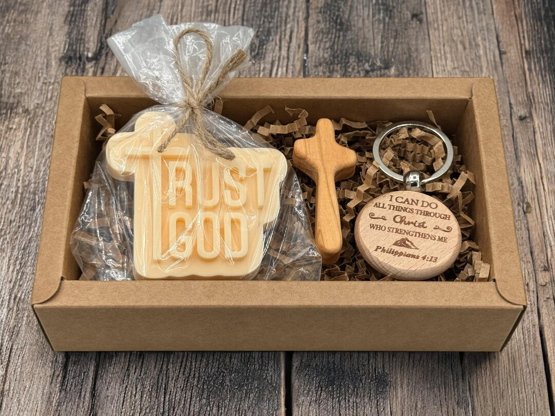 Christian Gift Set – Handmade Cross Soap & Engraved Keychain, Religious ...