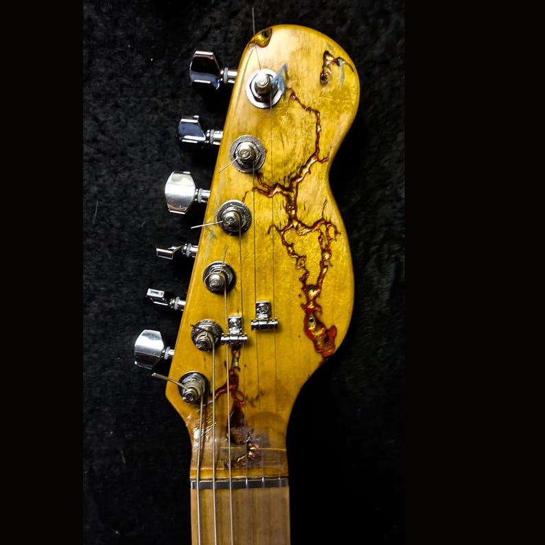 Fractal Burned Telecaster – Custom Hand-built Guitar - Gold Vein Finish ...