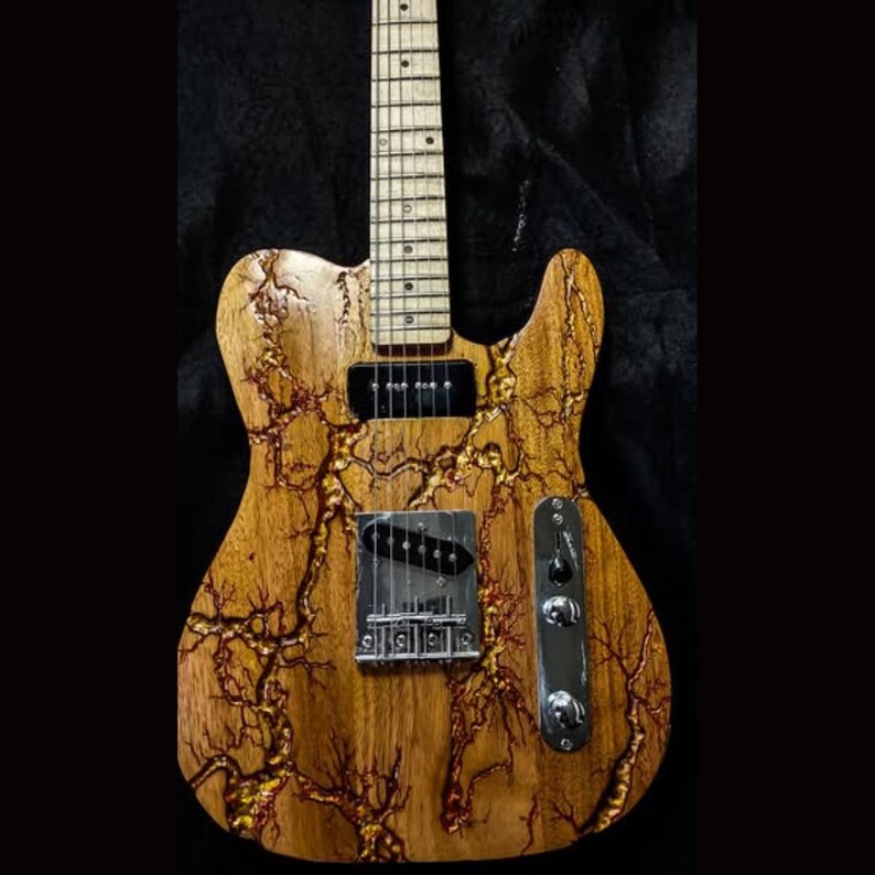 Fractal Burned Telecaster – Custom Hand-built Guitar - Gold Vein Finish ...