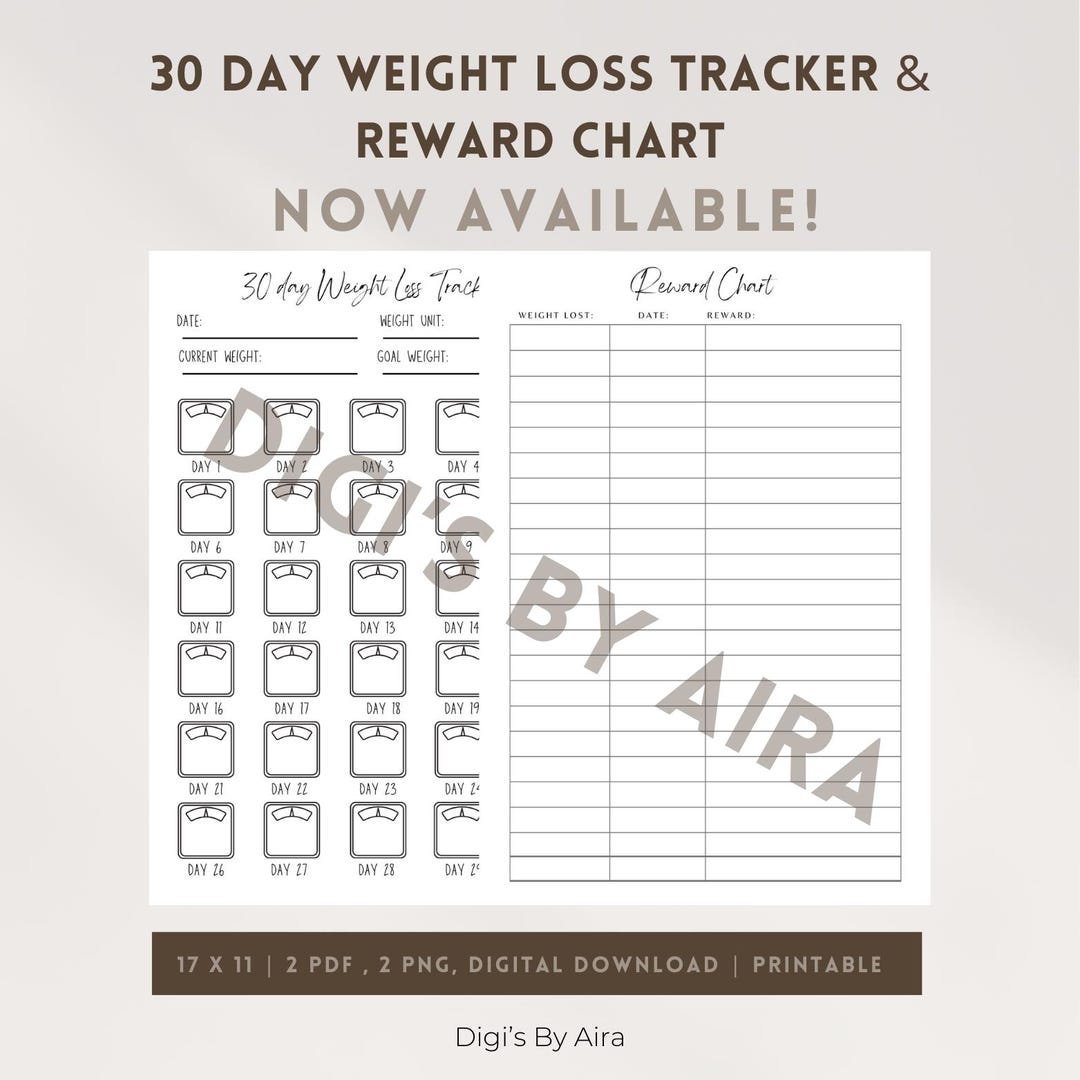 Weight Loss Reward Template, Printable Weight Loss Tracker, Digital ...