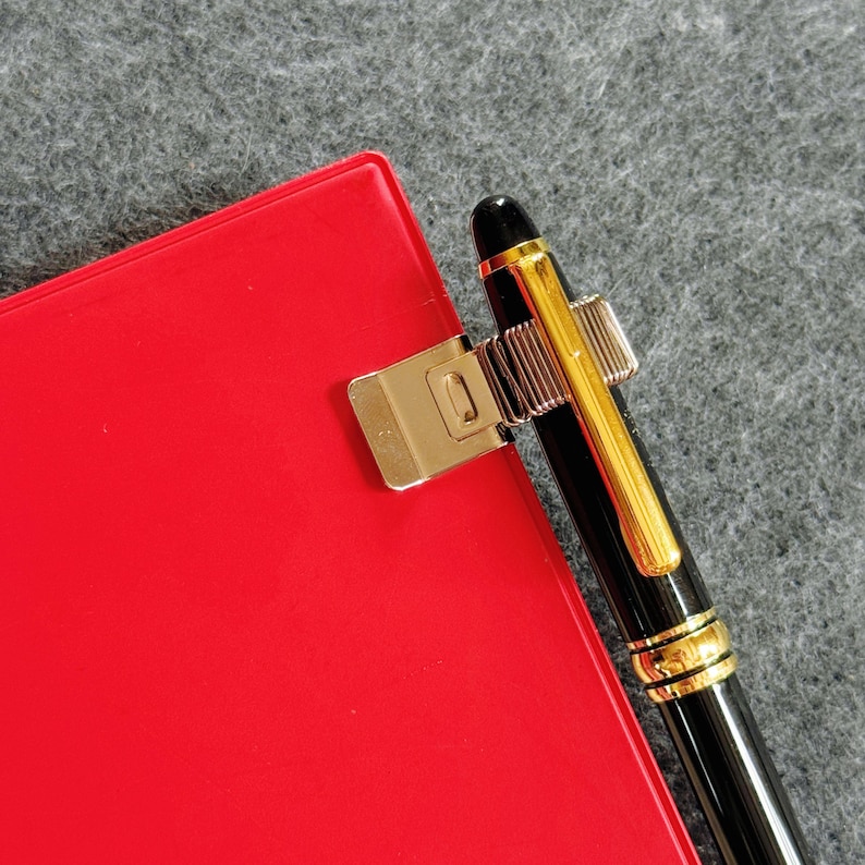 Metal Pen Clip Holder With Elastic Spring Loop | Removable Golden ...