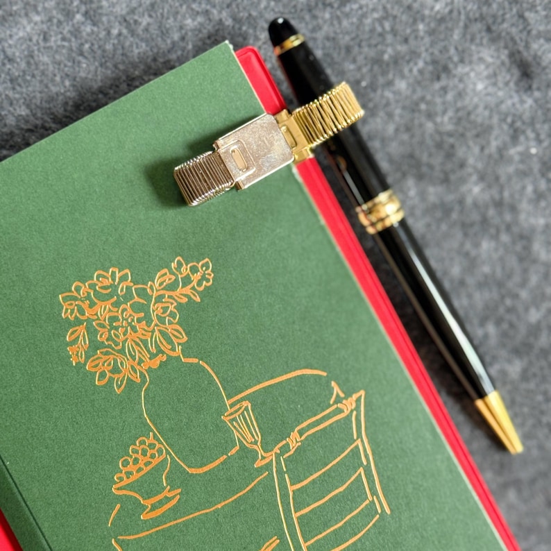 Metal Pen Clip Holder With Elastic Spring Loop | Removable Golden ...