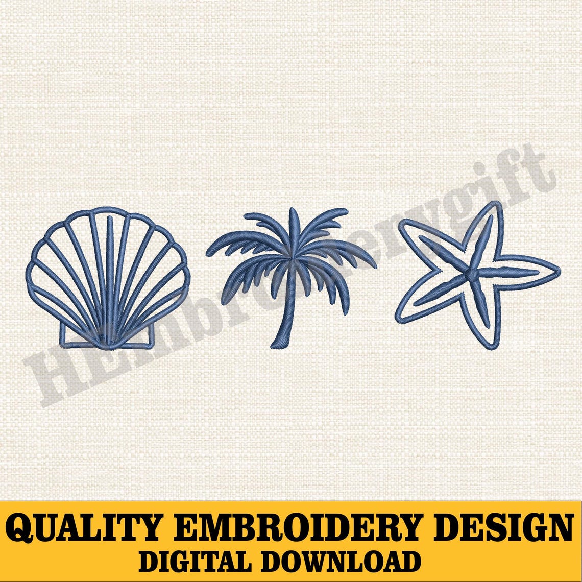 Sea Shells Embroidery Design, Beach Embroidery Design, Summer ...