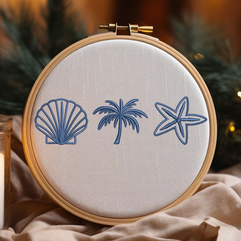 Sea Shells Embroidery Design, Beach Embroidery Design, Summer ...
