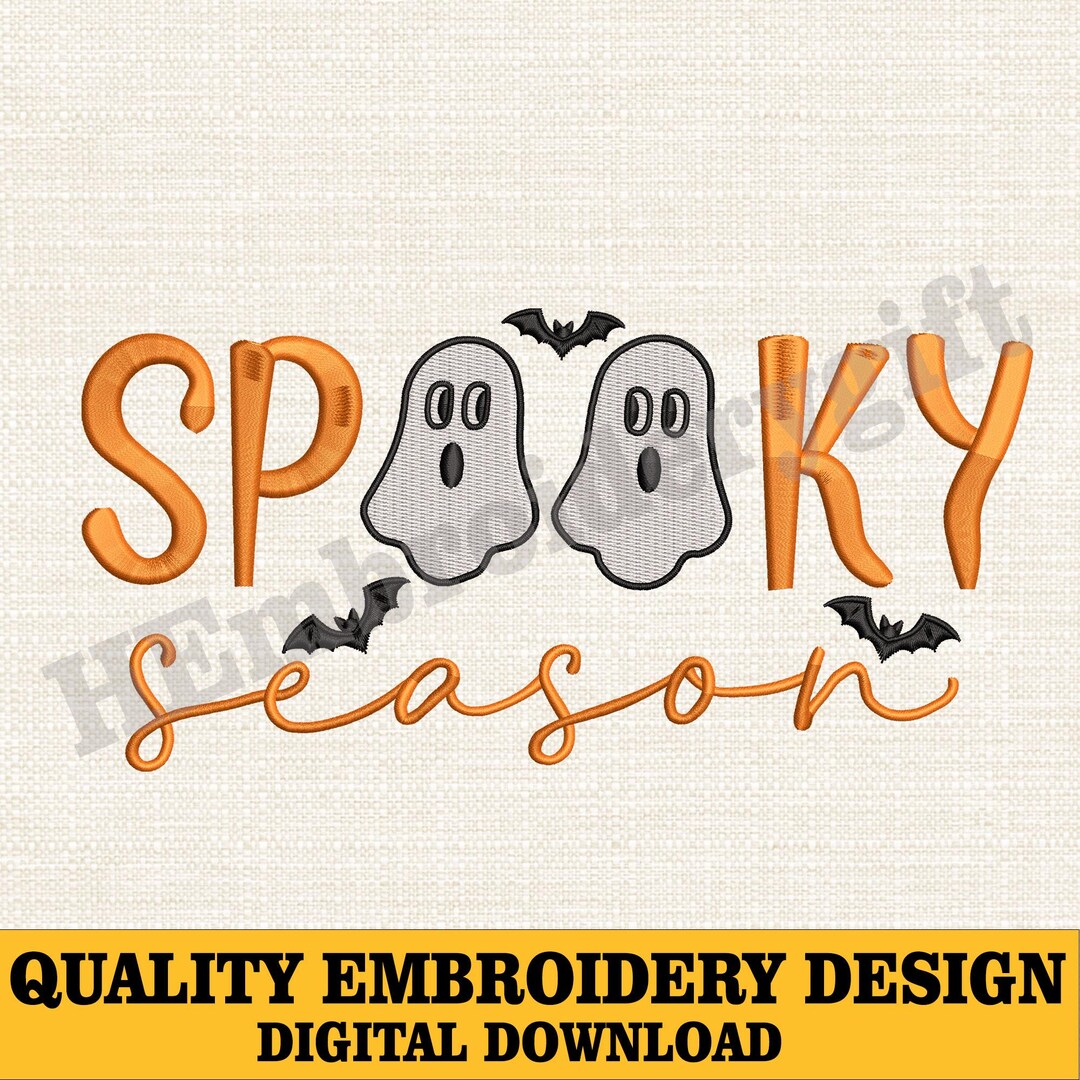 Spooky Season Embroidery Design, Halloween Embroidery Design, Cute ...