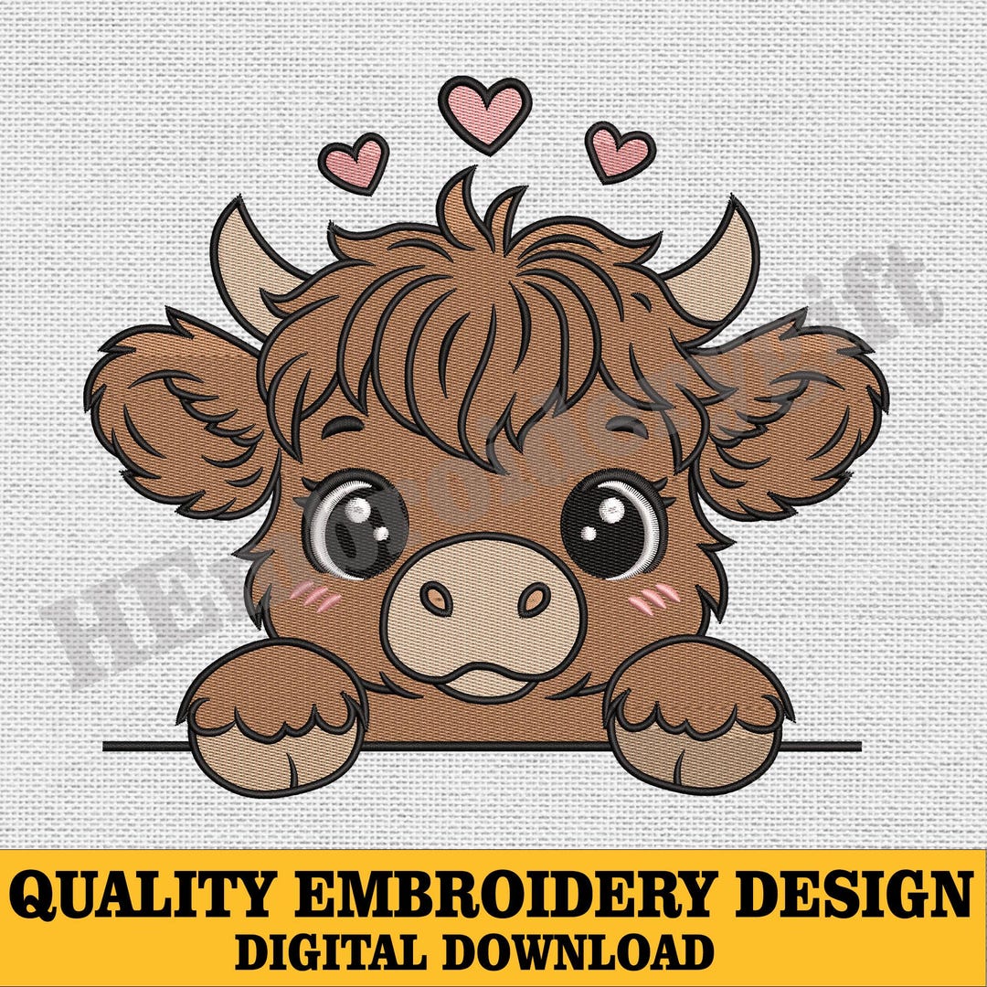 Baby Cow Embroidery Design, Cute Baby Cow Embroidery File, Funny Cow ...