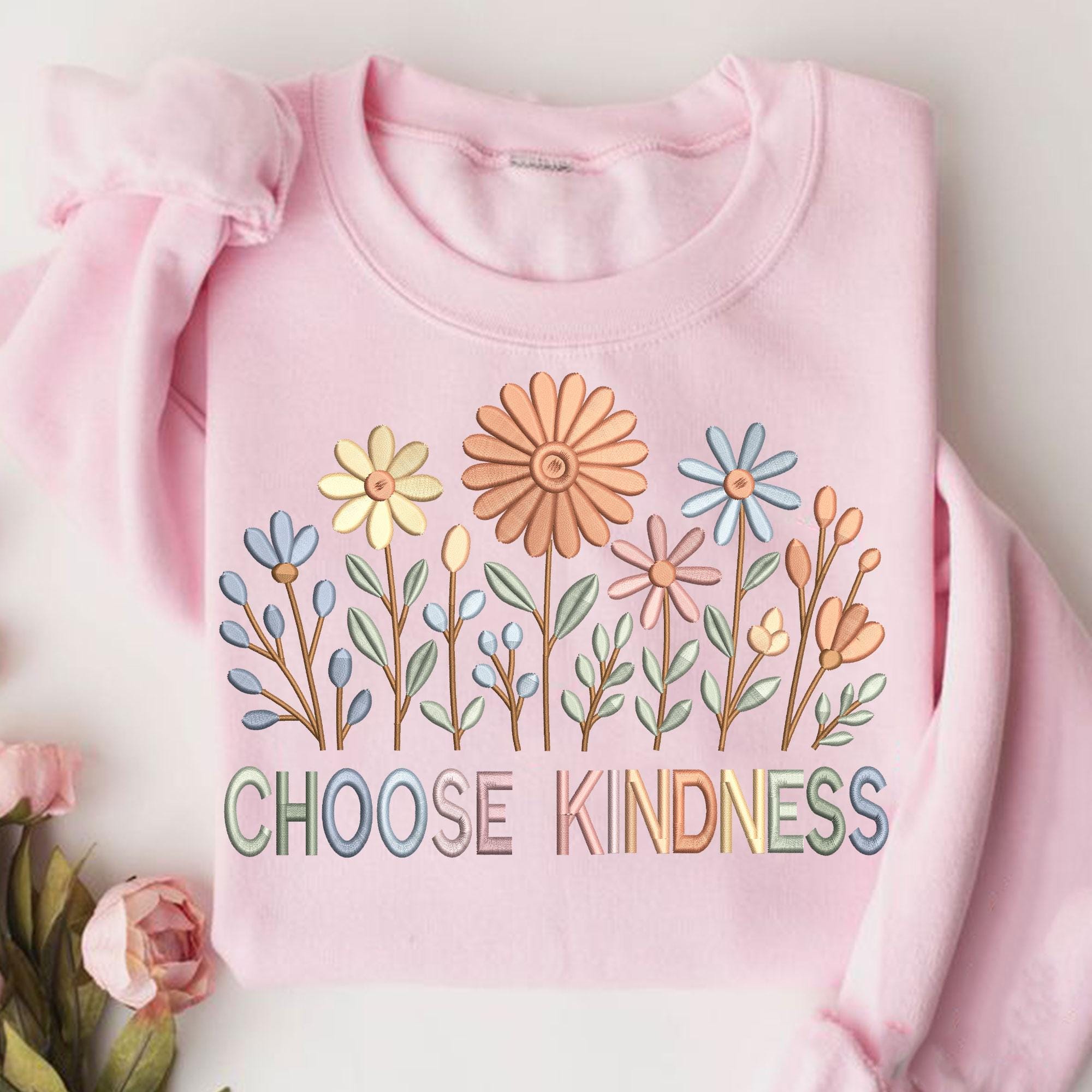 Floral Choose Kindness Embroidery Design, Positive Quote Machine ...