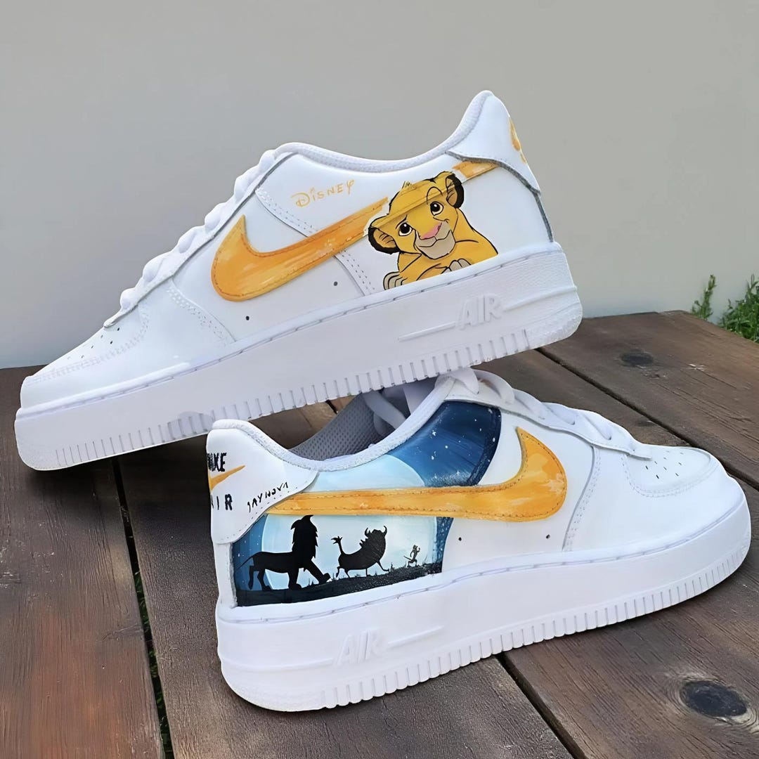Custom Lion Character AF1 Sneakers, Hand Painted Animal and Nature ...