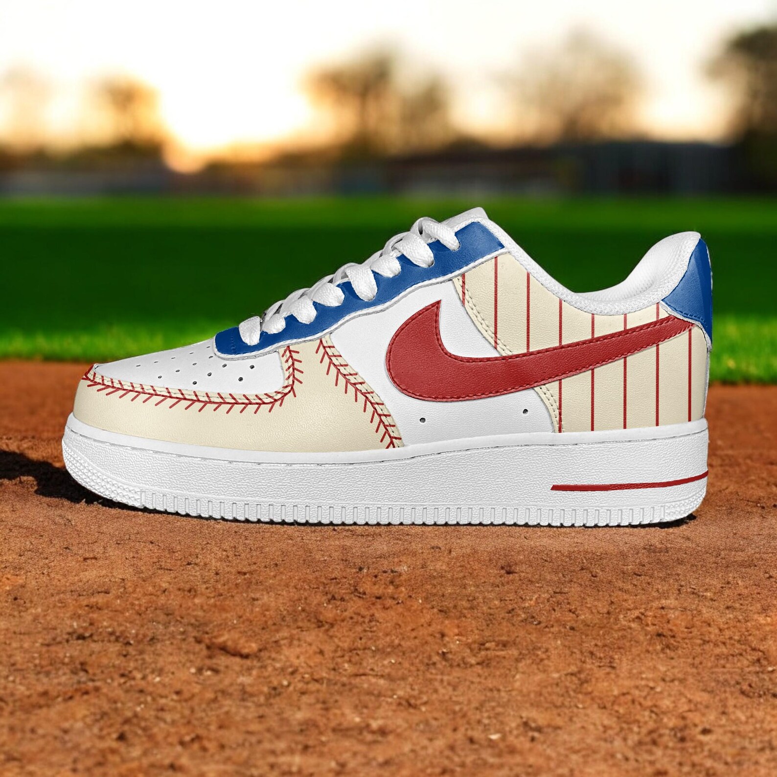 Custom Baseball Stitch AF1 Sneakers, Personalized Jersey Stripe Shoes ...