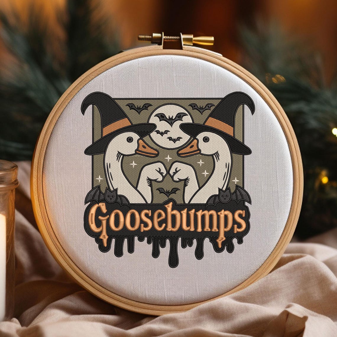 Halloween Goose Bumps Embroidery Design, Funny Goose Embroidery Design ...