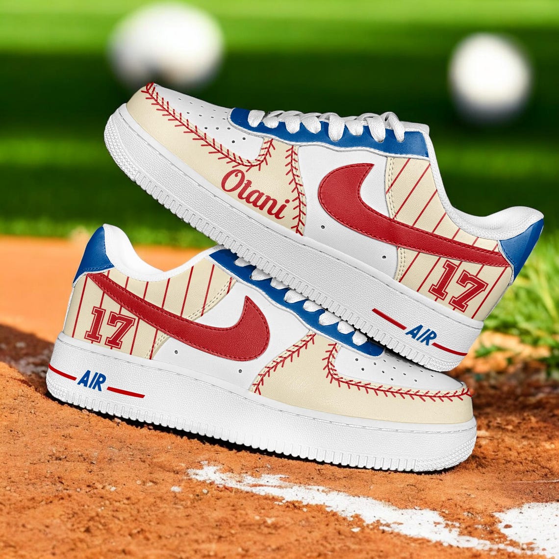 Custom Baseball Stitch AF1 Sneakers, Personalized Jersey Stripe Shoes ...