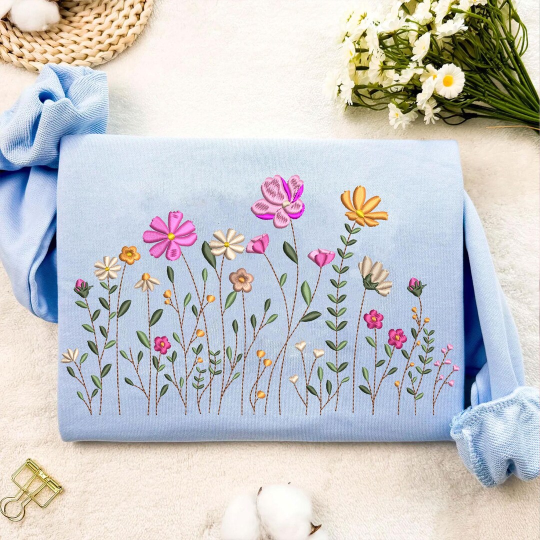 Wildflower Embroidery Design, Spring Flower Embroidery Design ...