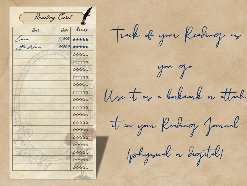 Vintage Digital & Printable Bookmarks, Track Reading, Reading Log, 3 ...