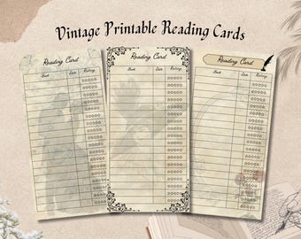 Vintage Digital & Printable Bookmarks, Track Reading, Reading Log, 3 ...