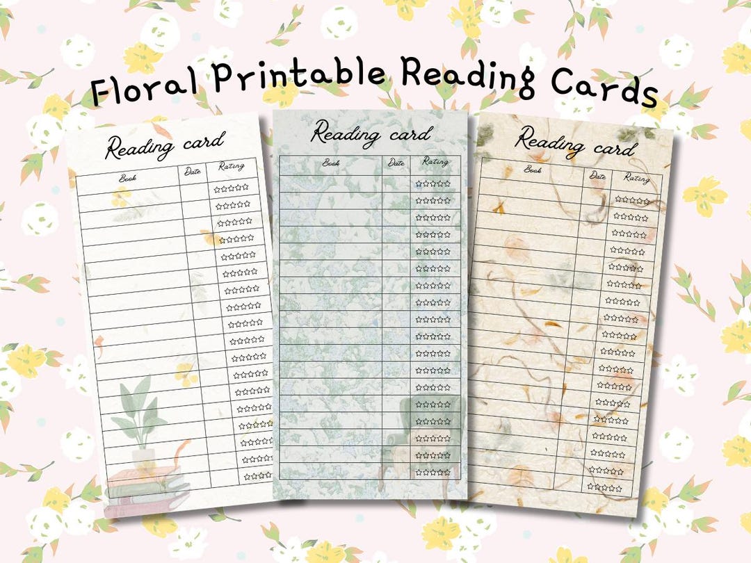 Floral Digital & Printable Bookmarks, Track Reading, Reading Log, 3 ...