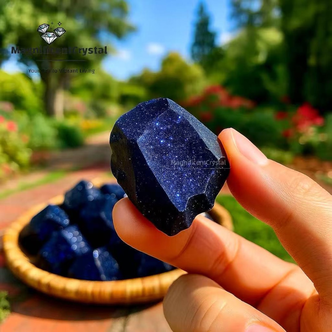 Raw Blue Goldstone, Deep Blue Flashy Gemstone Rough Stones, Home Decor ...